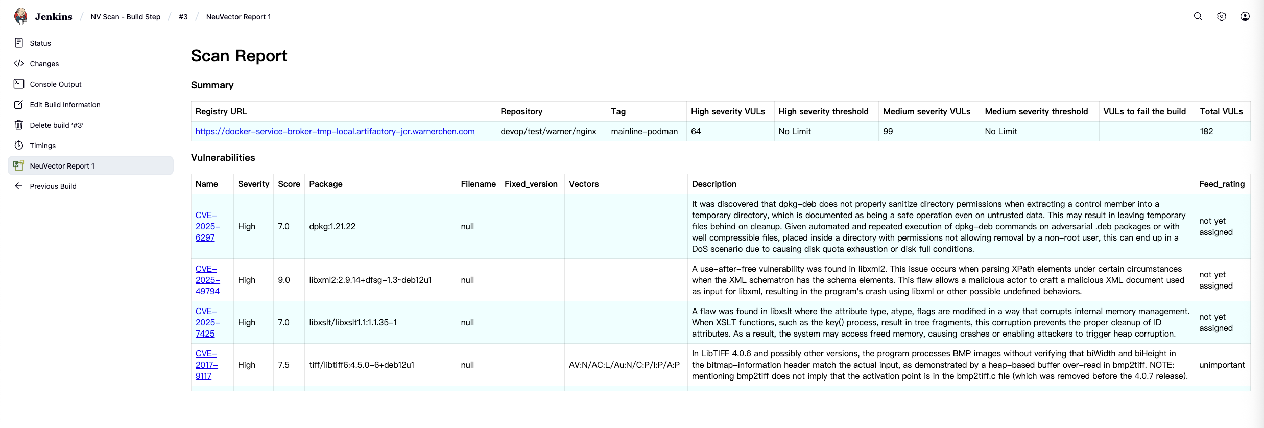 Jenkins 对接 NeuVector 实现镜像扫描 - Warner's Wiki