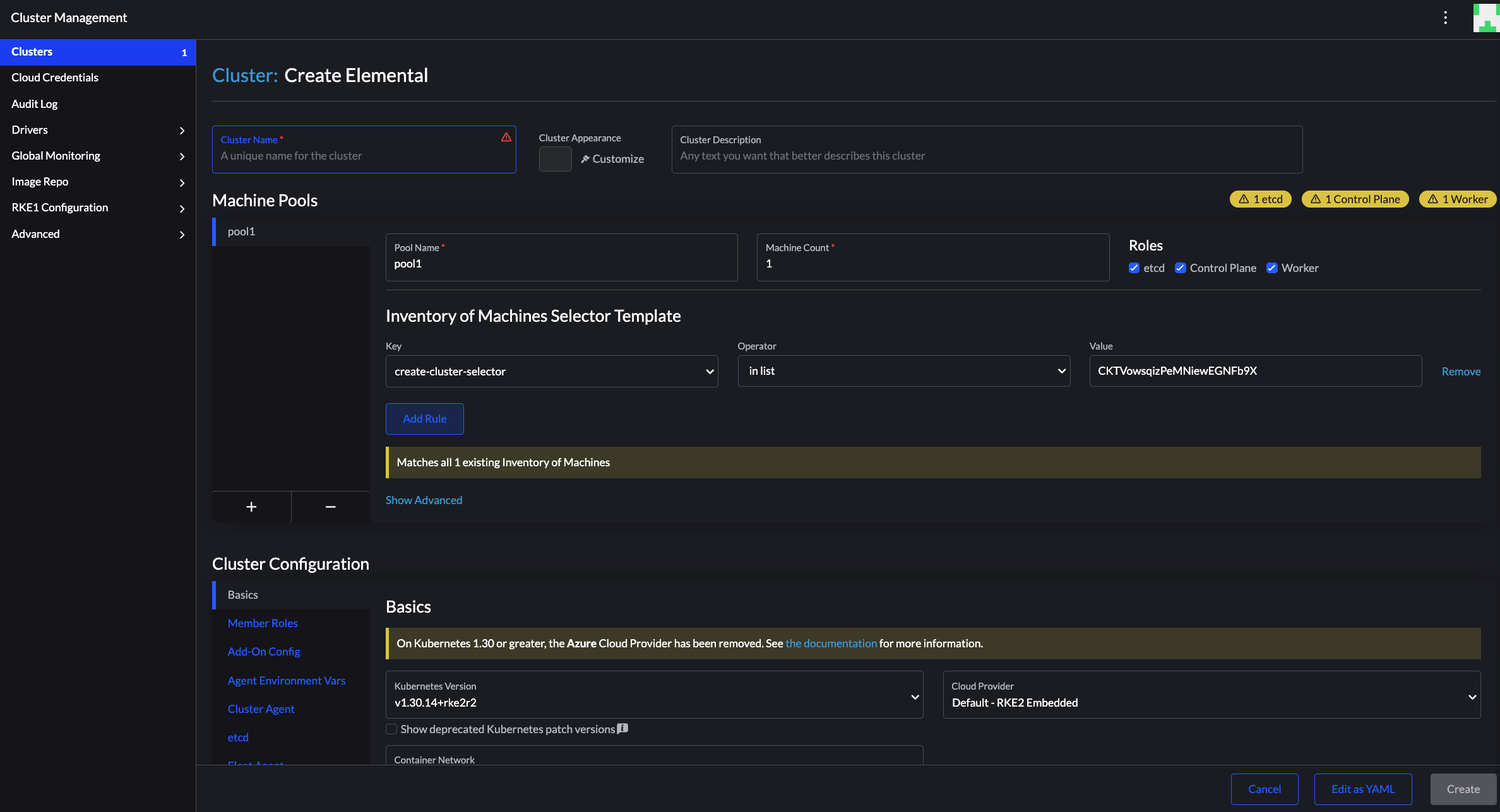 Rancher Elemental 使用随记 - Warner's Wiki